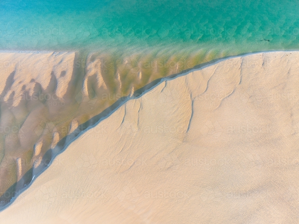 Image of Aerial view of details and patterns in sandbars at low tide ...