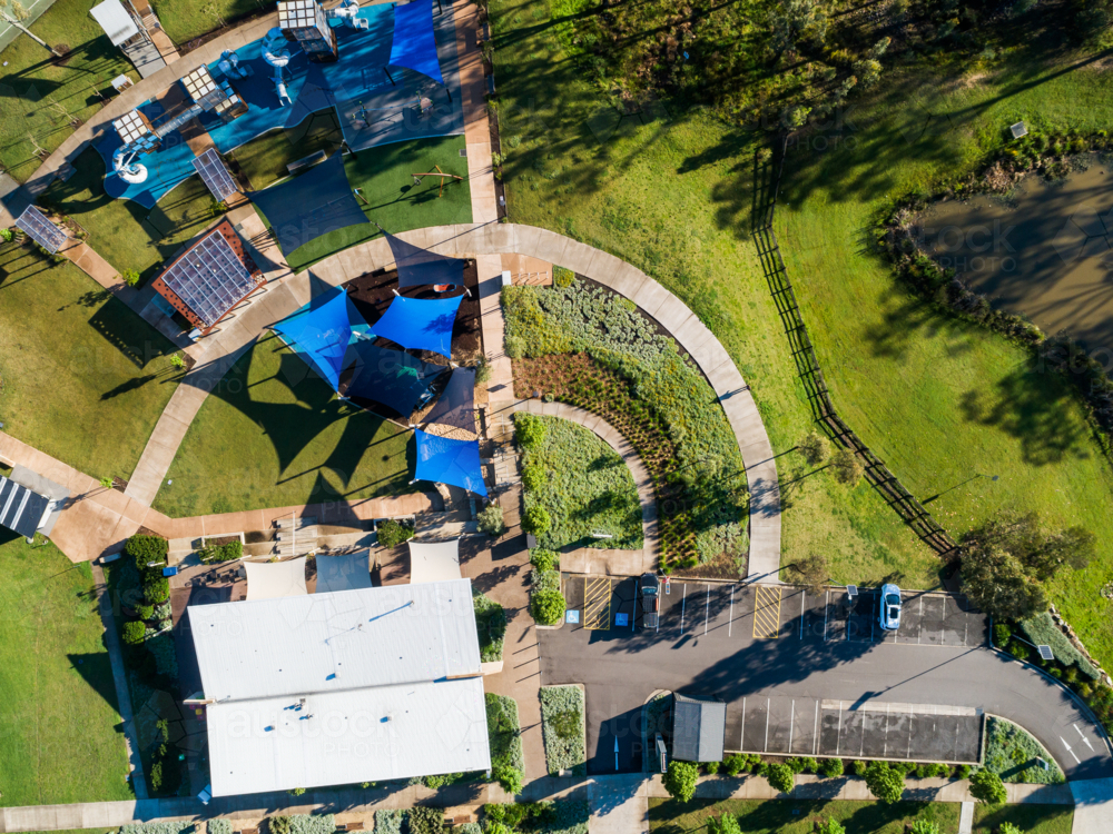 Image of Aerial view of District Park One in Huntlee with footpaths by ...