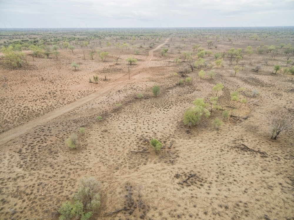 Image of Aerial view of drought paddock - Austockphoto