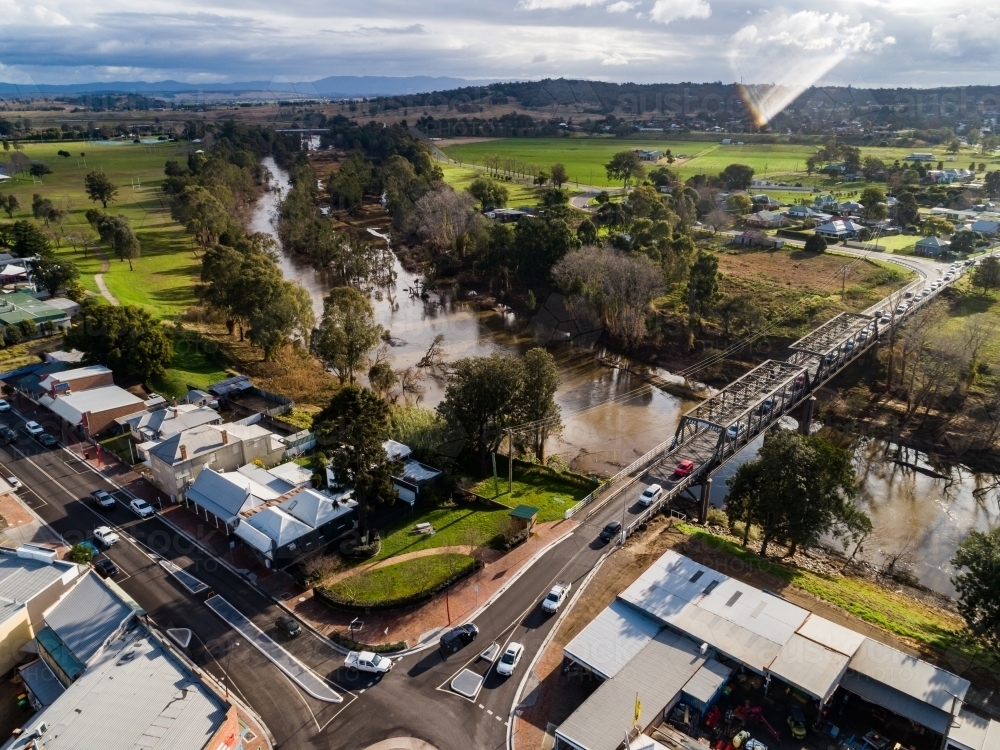 Image of Aerial view of Dunolly Ford Bridge to intersection in town of ...