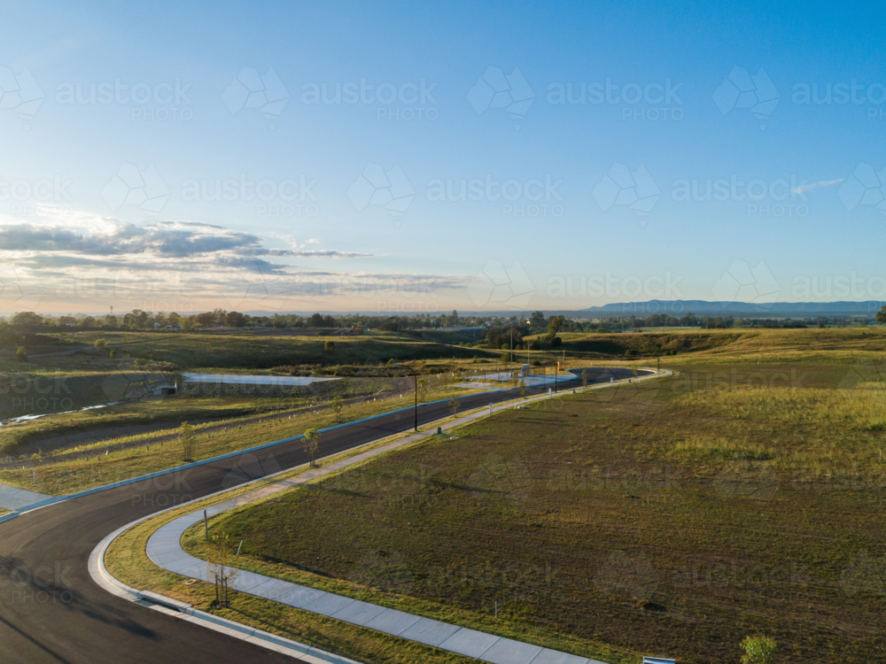 Image of Aerial view of empty lots of land for sale in new development ...
