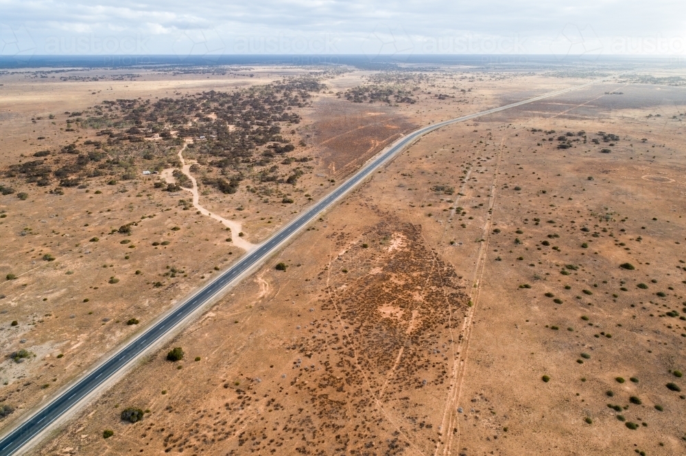 Image of Aerial view of Eyre Highway and Nullarbor Plain near ...