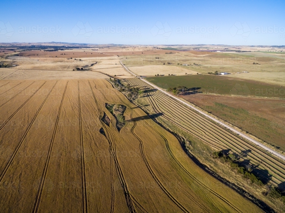 Image of aerial view of farmland - Austockphoto