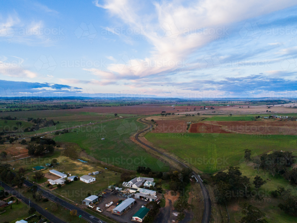Image of aerial view of farmland landscape, Warrumbungle Shire, central ...