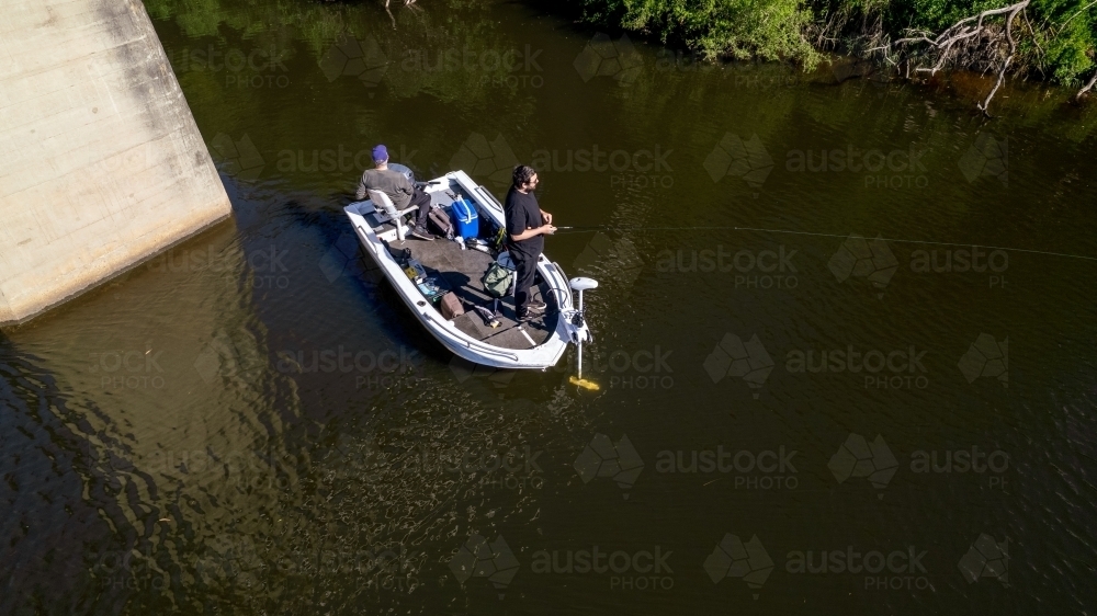 Image of Aerial View of Fishers in Boat on Nicholson River - Austockphoto