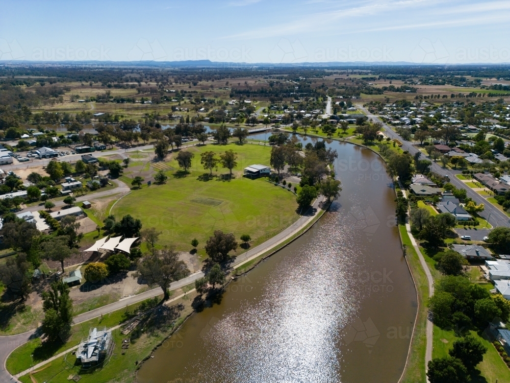 Image of Aerial view of Forbes in regional New South Wales - Austockphoto