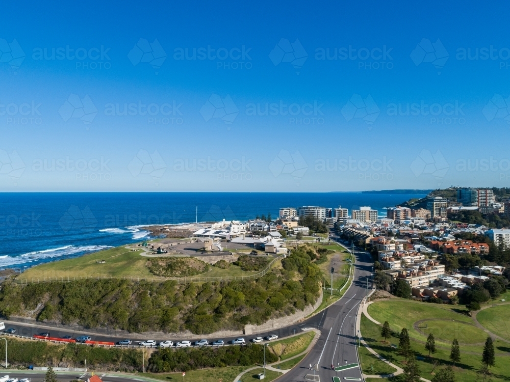 Image of Aerial view of Fort Scratchley and blue ocean on sunlit day in ...