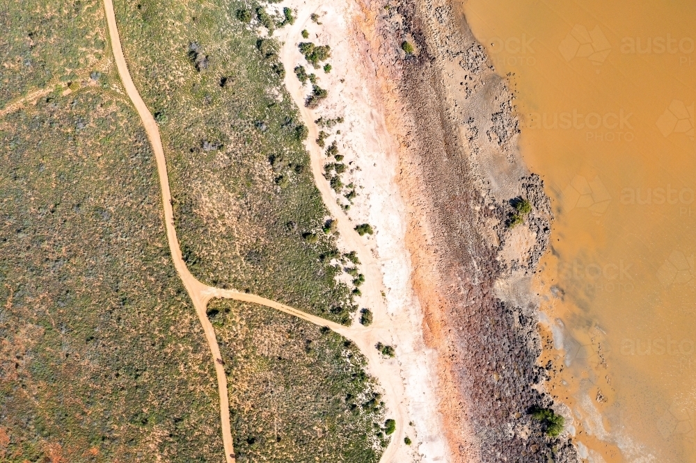 Image of aerial view of land meeting sea near Karratha on the Pilbara ...