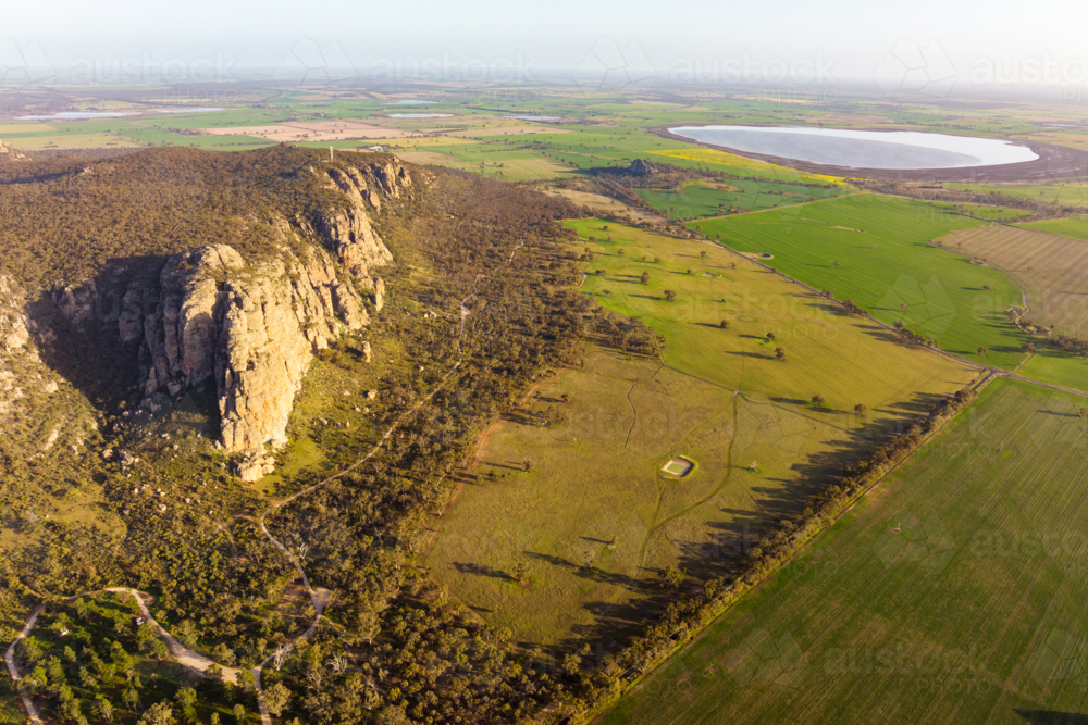 Image of Aerial view of Mount Arapiles rising sharply from surrounding ...