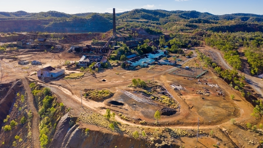 Image of Aerial view of Mount Morgan Mine - Austockphoto