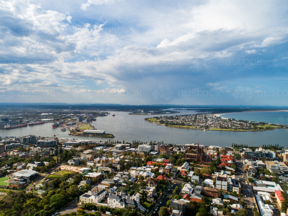 Image of Aerial view of Newcastle city with houses and apartments by ...