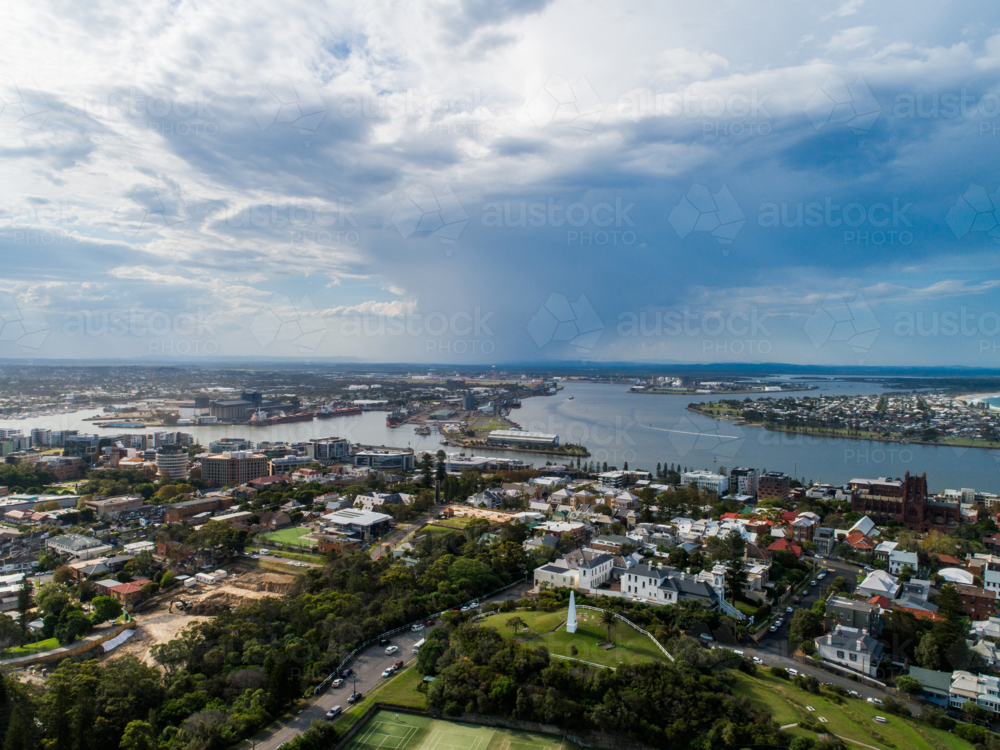 Image of Aerial view of Newcastle city with houses and apartments by ...