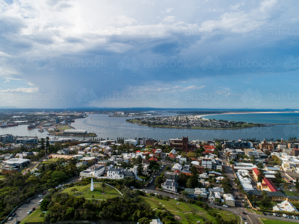 Image of Aerial view of Newcastle city with houses and apartments by ...