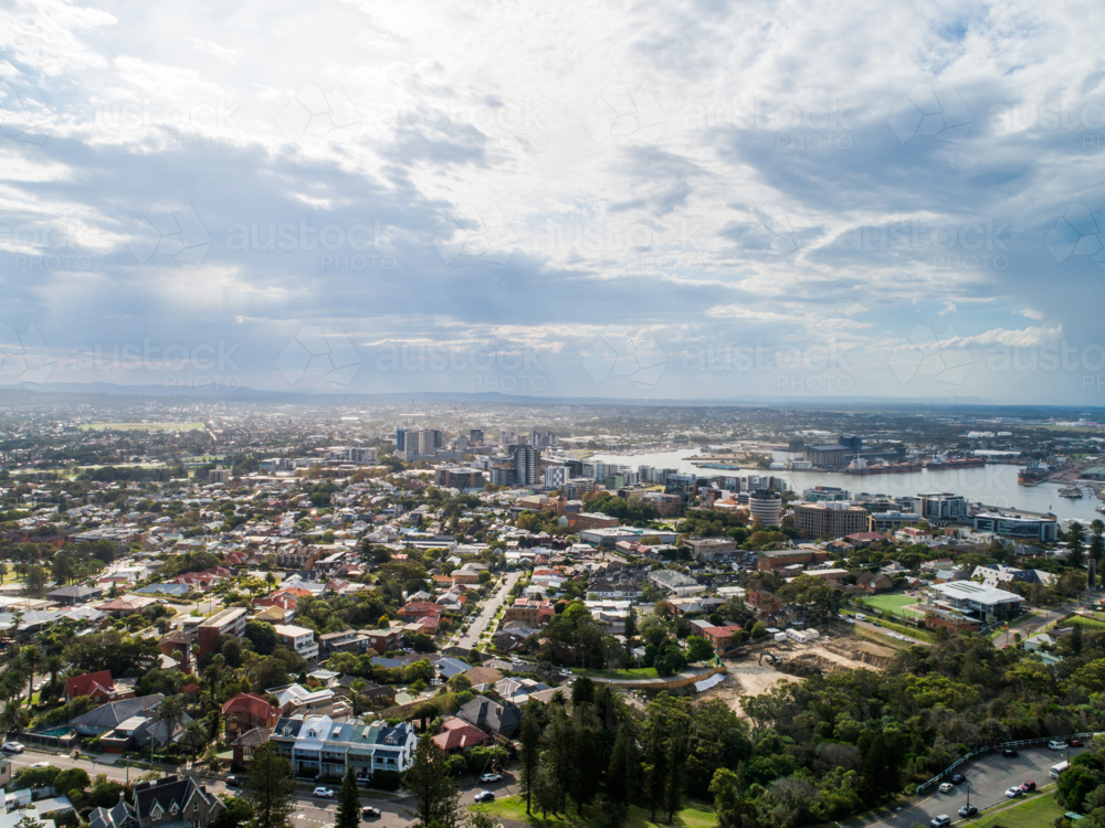 Image of Aerial view of Newcastle city with houses and apartments in ...