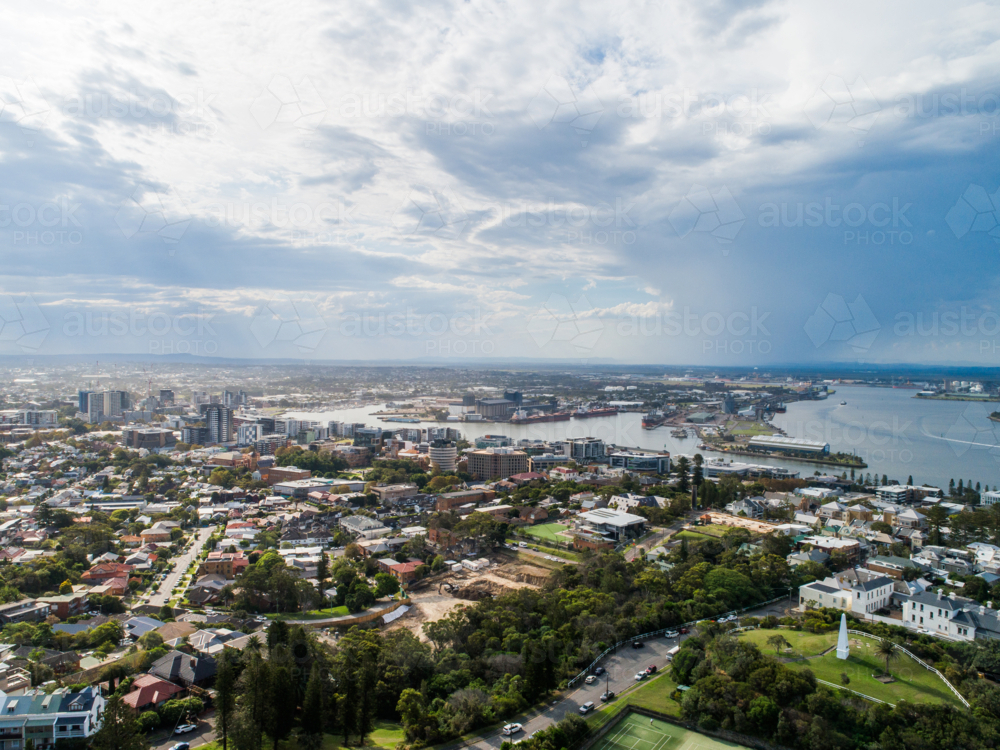 Image of Aerial view of Newcastle city with houses and apartments in ...