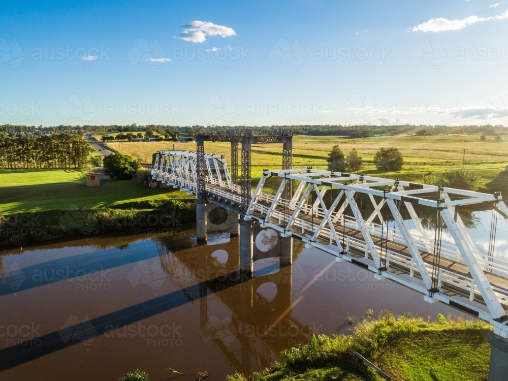 Image of Aerial view of Paterson River and heritage listed bridge over ...