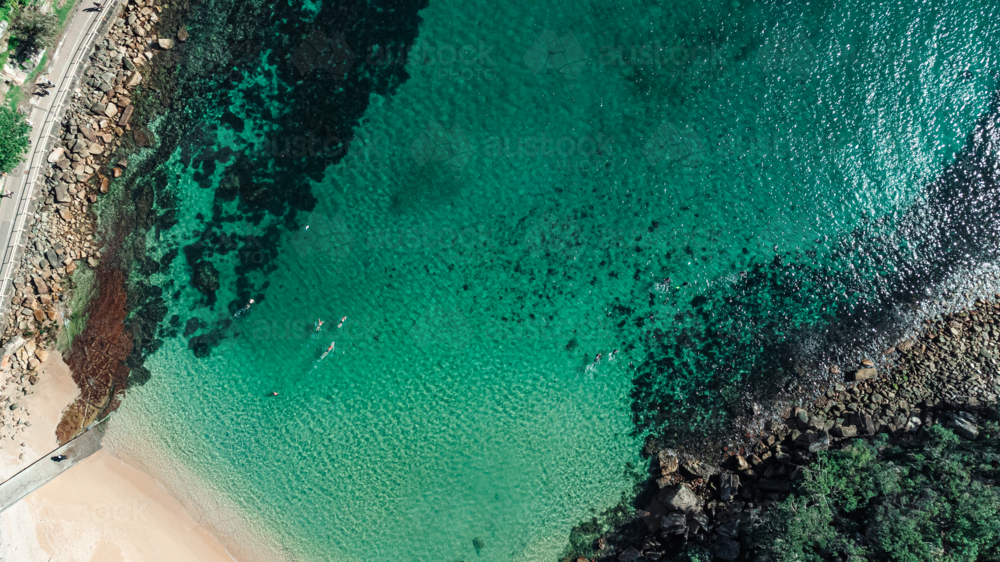 Image of Aerial View of Pristine Cove with Turquoise Water and Sandy ...
