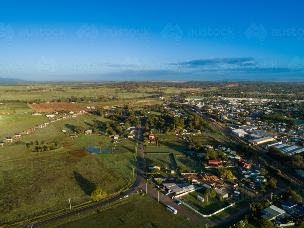 Image of Aerial view of railway and singleton with beginnings of Bypass ...