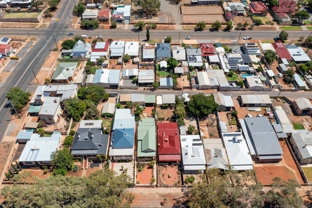 Image of Aerial view of residential housing in the streets of an ...