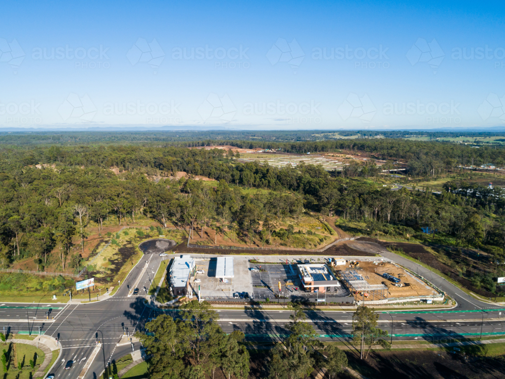 Image of Aerial view of road in Huntlee with new fast food and petrol ...