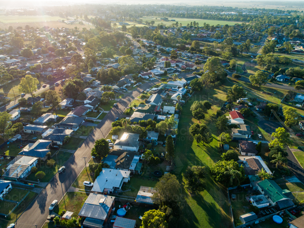 Image of Aerial view of Singleton Heights a suburb of rural country ...