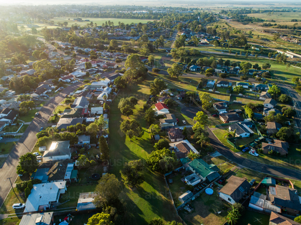 Image of Aerial view of Singleton Heights a suburb of rural country ...