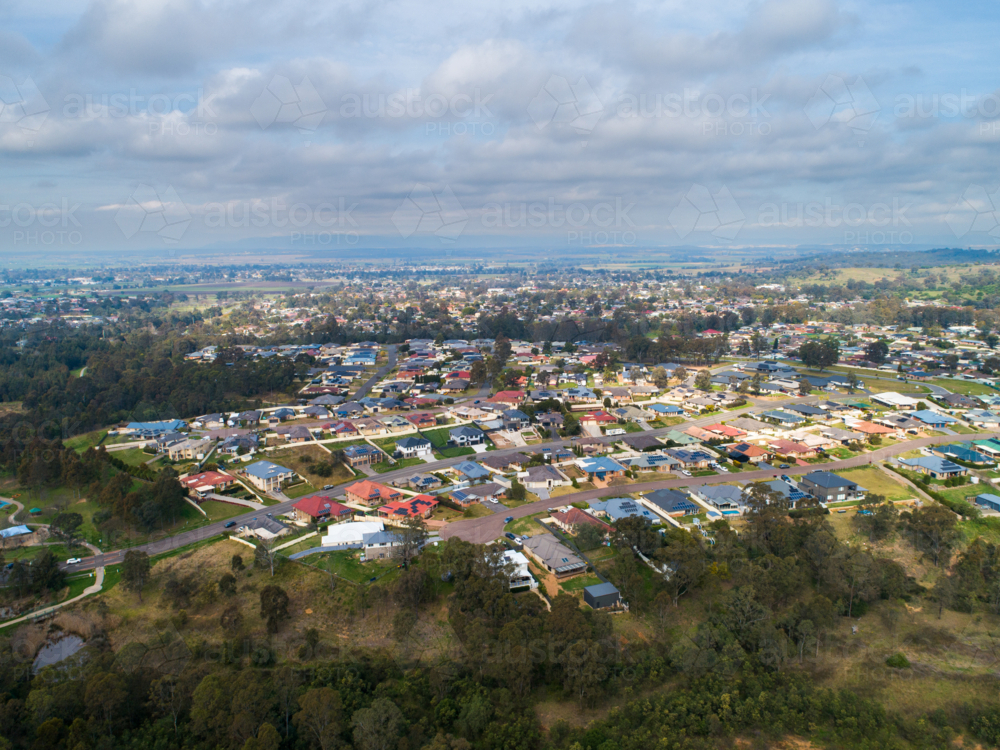Image of Aerial view of Singleton heights at the edge of residential ...