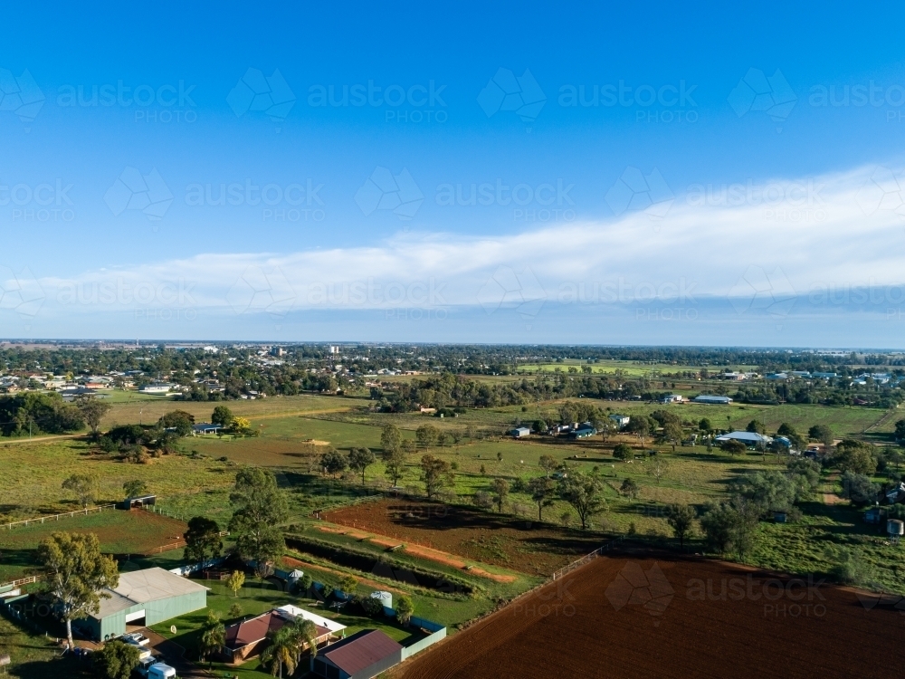 Image of Aerial view of small country farms and paddocks on the ...