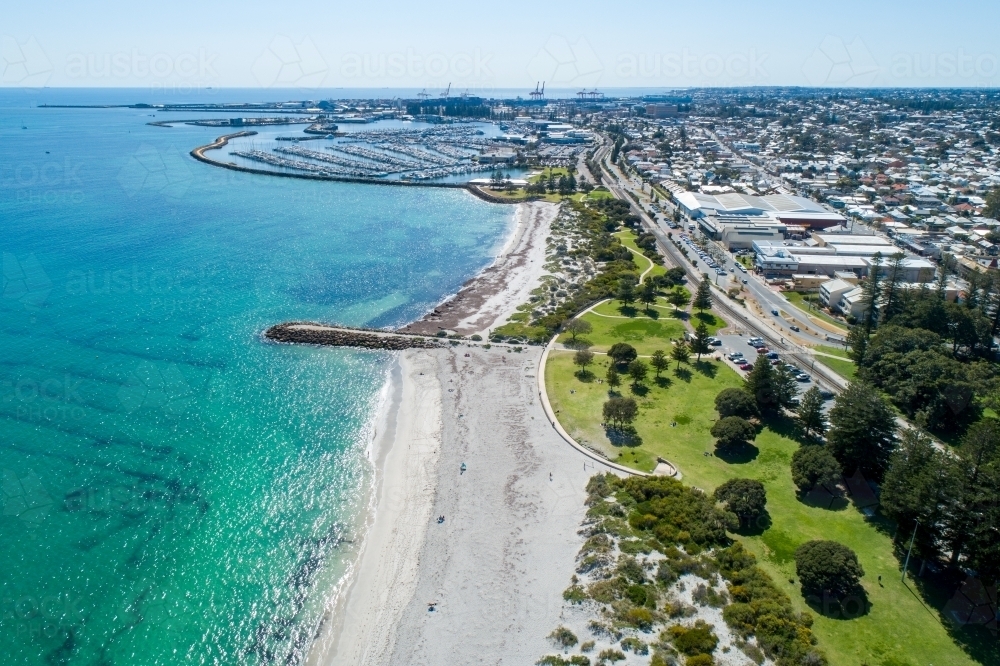 Image of Aerial view of South Beach and Fremantle, Western Australia ...