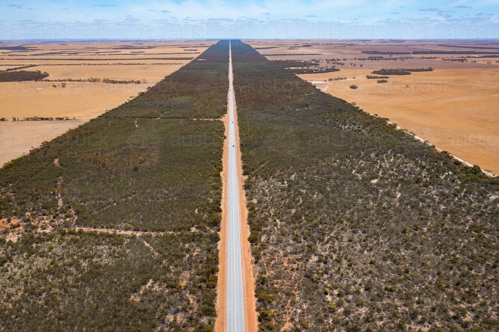 Image of aerial view of straight three chain road with remnant ...