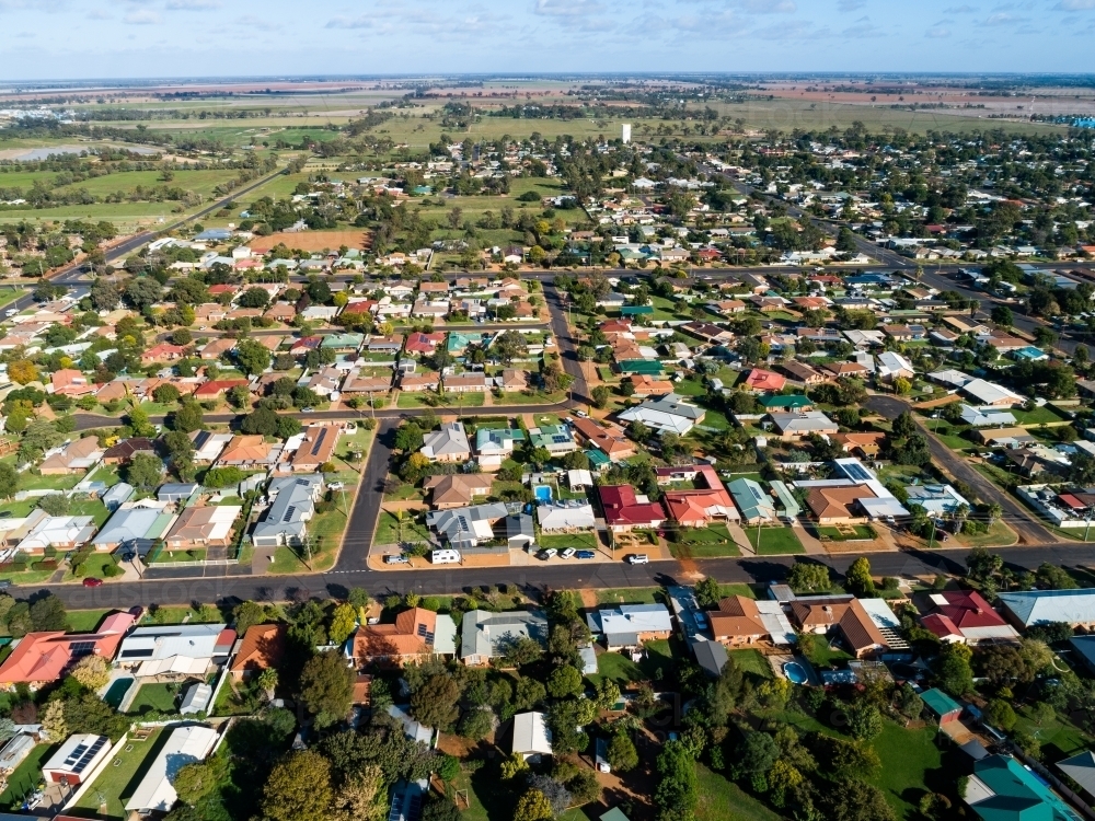 Image of Aerial view of streets and houses in rural country town in NSW ...