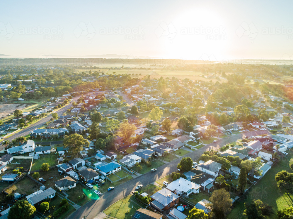 Image of Aerial view of sunshine over houses in Singleton Heights ...