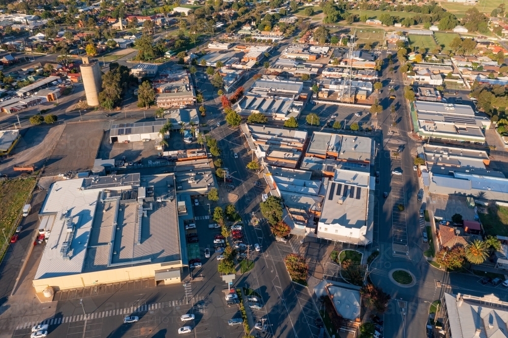 Image of Aerial view of the central business district of a regional ...