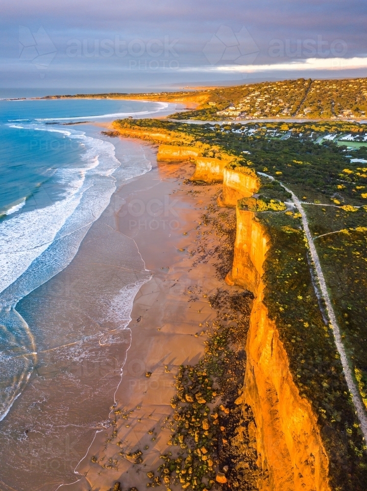 Image of Aerial view of the cliffs and coastline near Anglesea ...