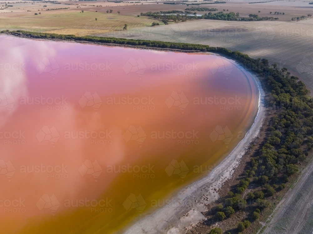 Image of Aerial view of the crusty shoreline of a section of a ...