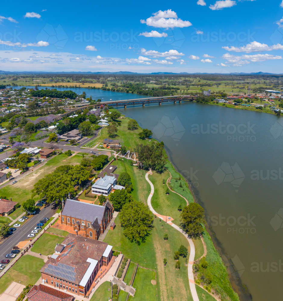 Image of Aerial view of the new and old bridges across the Clarence ...