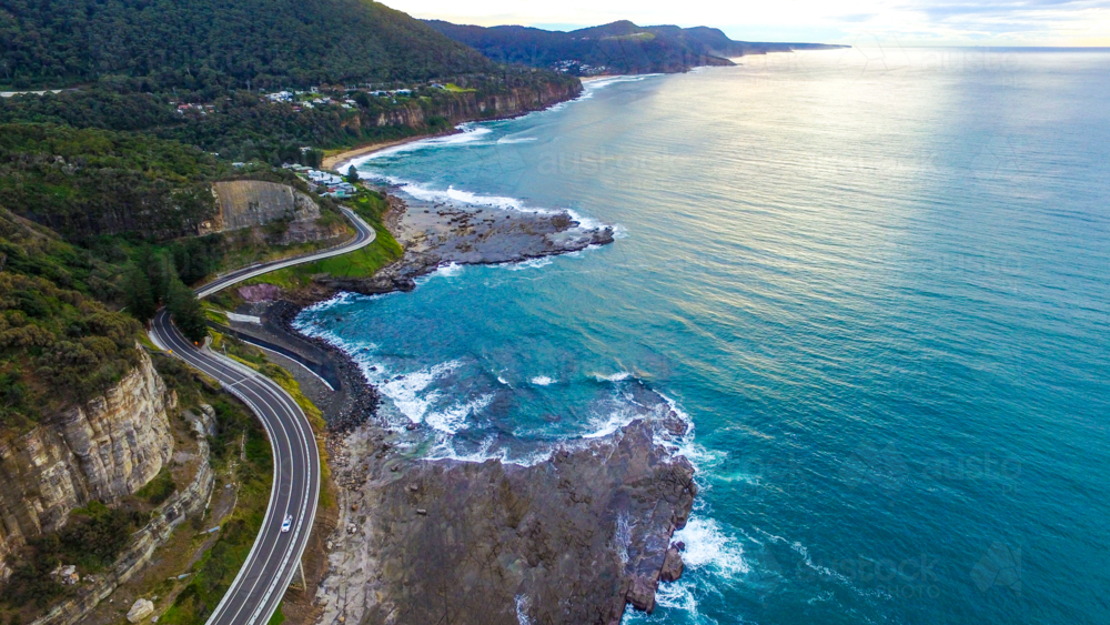 Image of Aerial view of the Sea Cliff Bridge - Grand Pacific Drive on ...