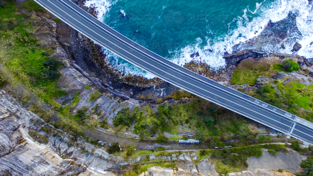 Image of Aerial view of the Sea Cliff Bridge - Grand Pacific Drive on ...