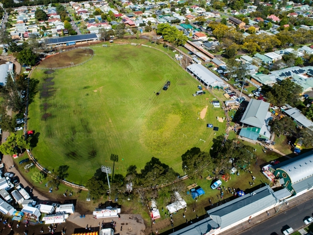 Image of Aerial view of the showring at agricultural show fairground in ...