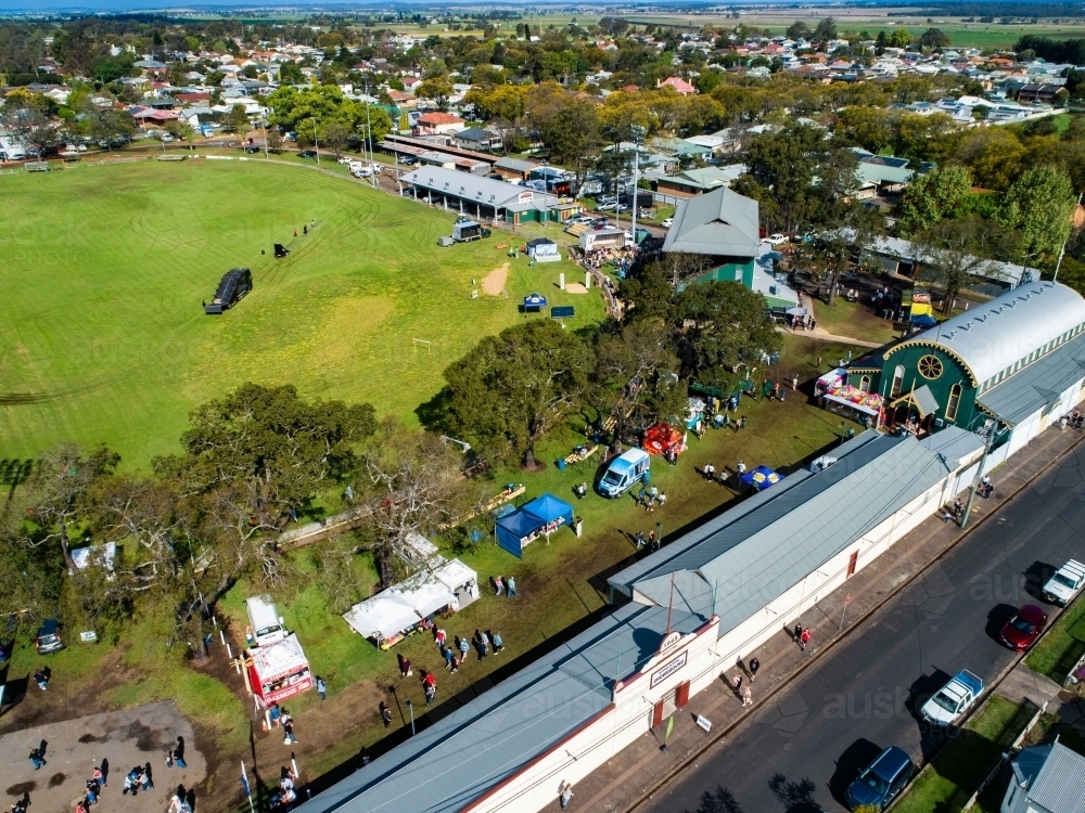Image of Aerial view of the showring at agricultural show fairground in ...