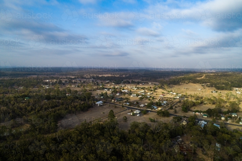 Image of Aerial view of the town of Leyburn - Austockphoto
