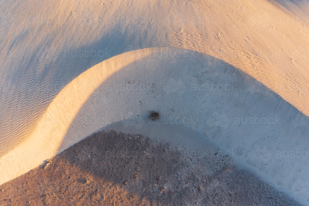 Image of Aerial view of white sand dunes in late afternoon sunshine ...