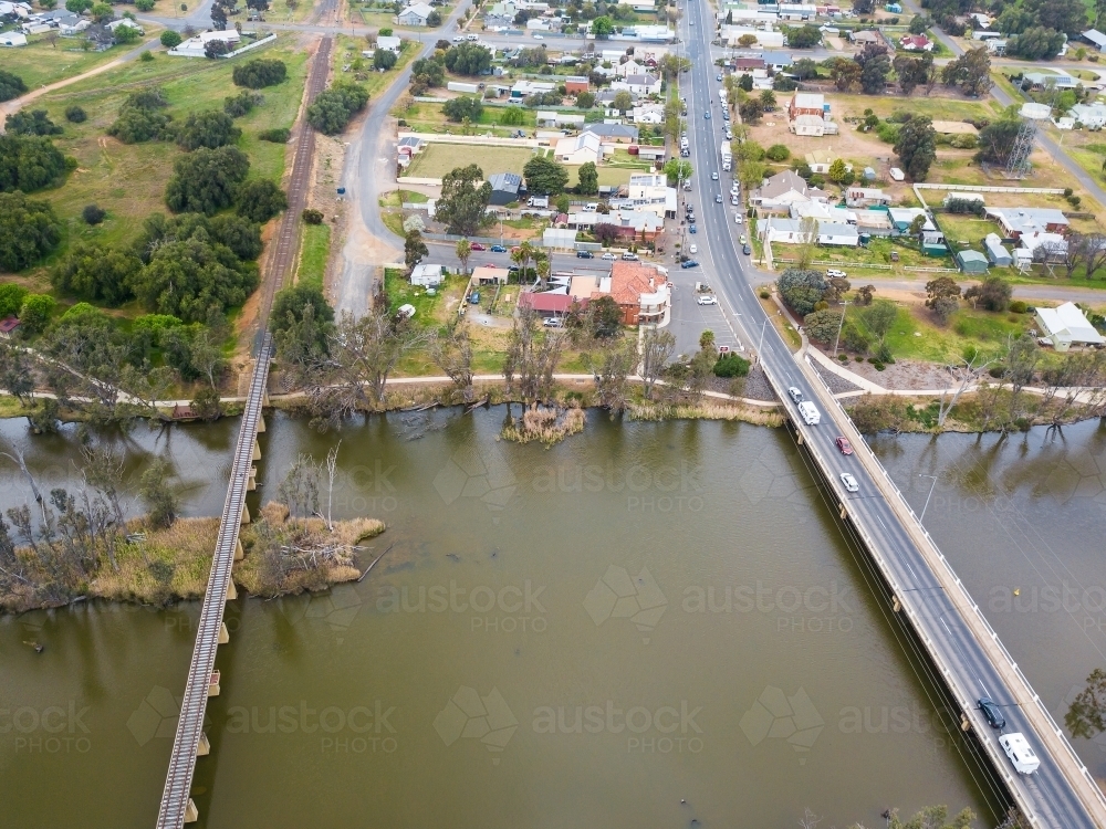 Image of Aerial view over the Loddon River and town of Bridgewater ...