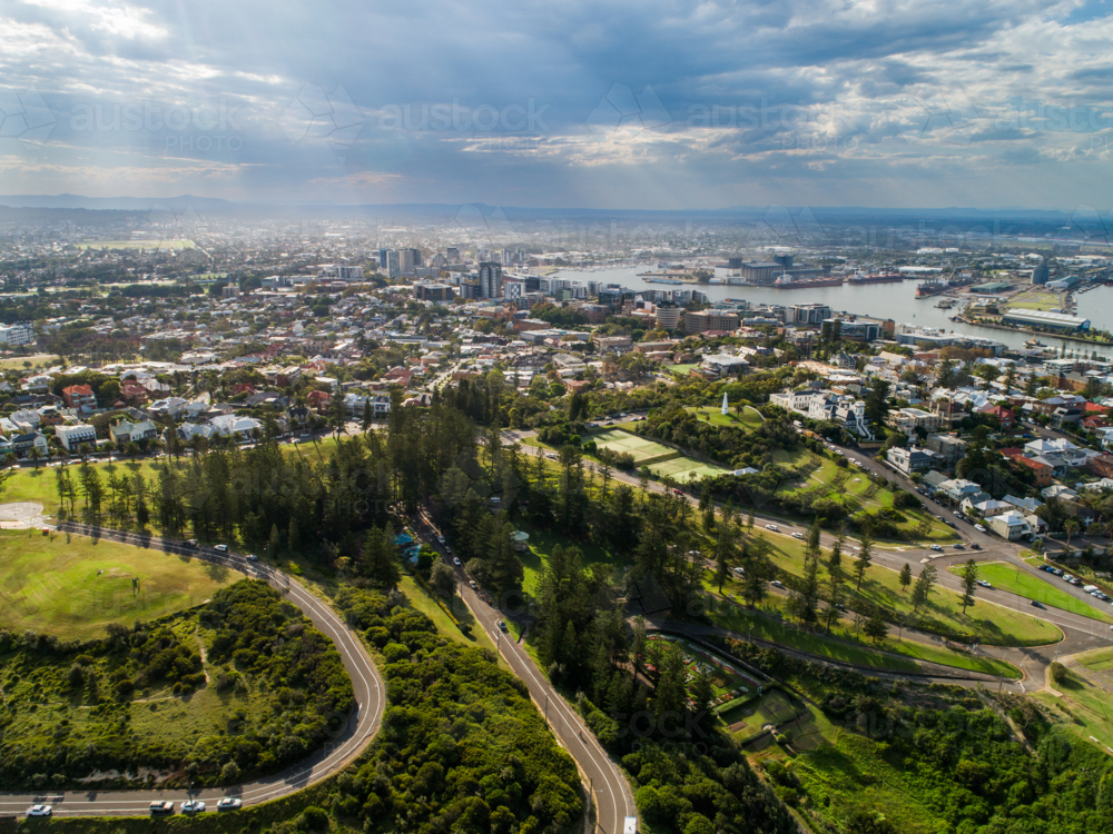 Image of Aerial views of Newcastle from in King Edward Park showing ...