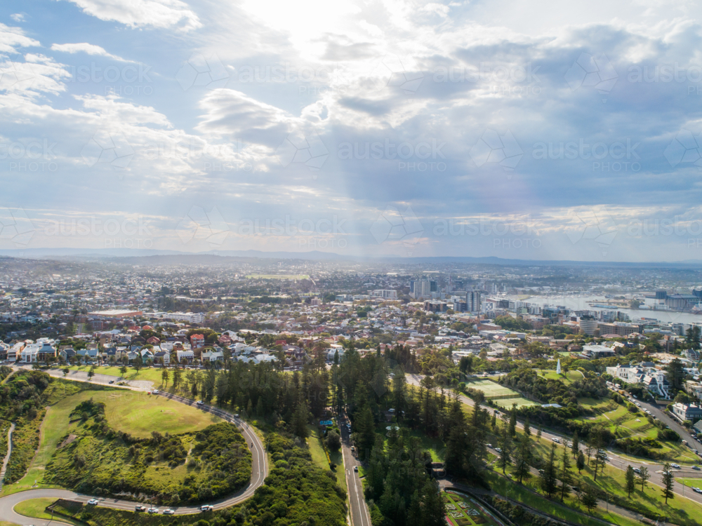 Image of Aerial views of Newcastle from in King Edward Park showing ...