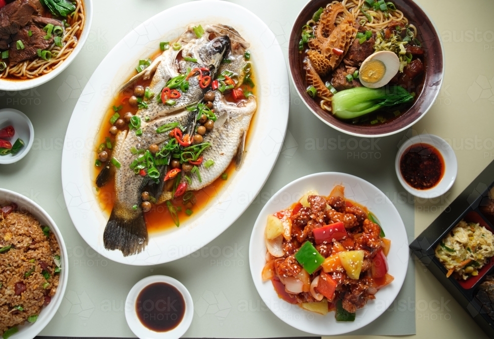 Image of An array of Asian cuisine - Austockphoto