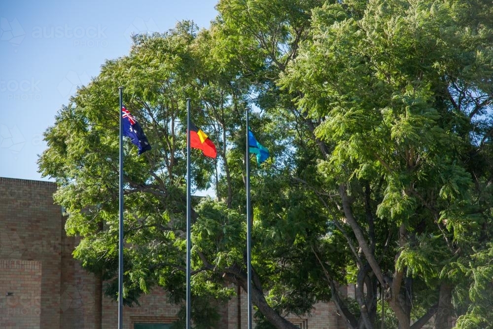 Image of Australian, Aboriginal, and Torres Strait Islander flags ...