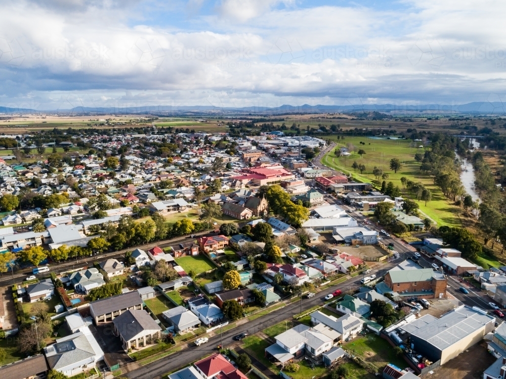 Image of Australian country town with river beside on sunlit day ...