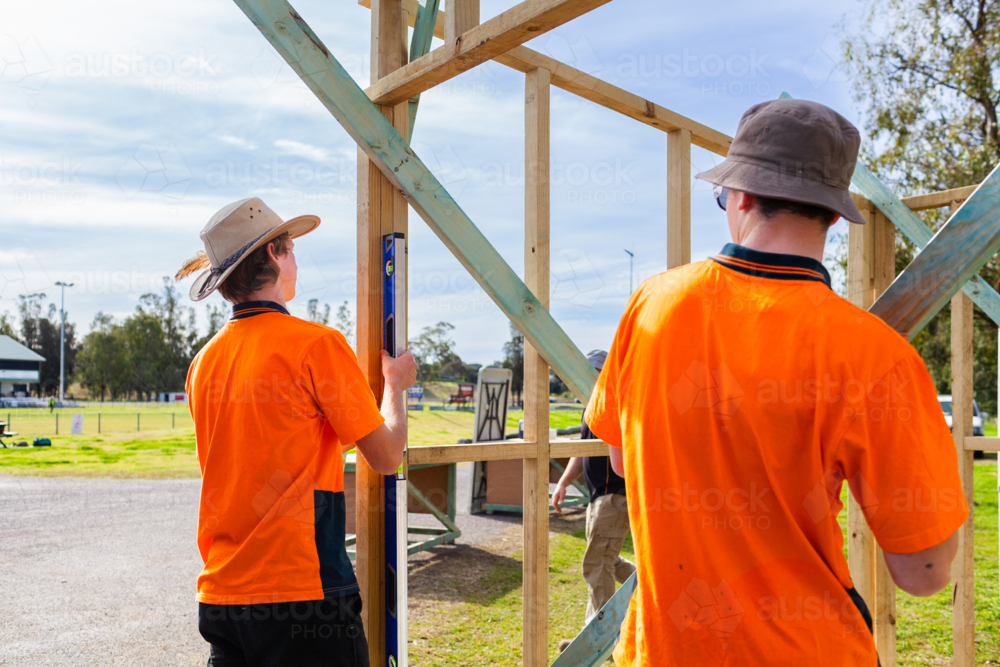 Image of Australian teenaged trade apprentices working together during ...