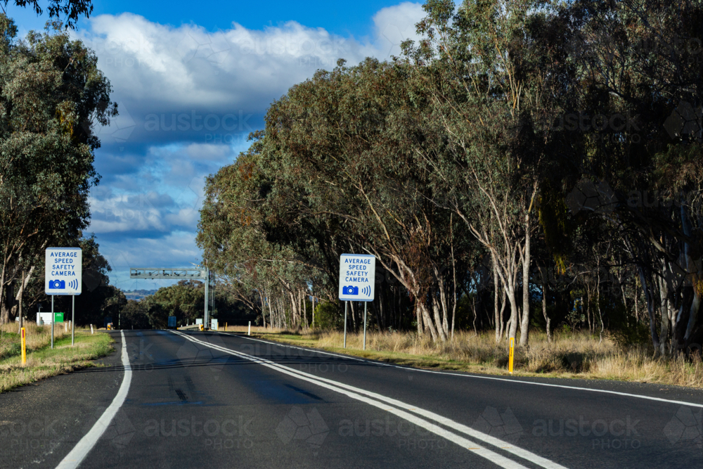 Image of average speed safety camera ahead warning sign on Australian ...